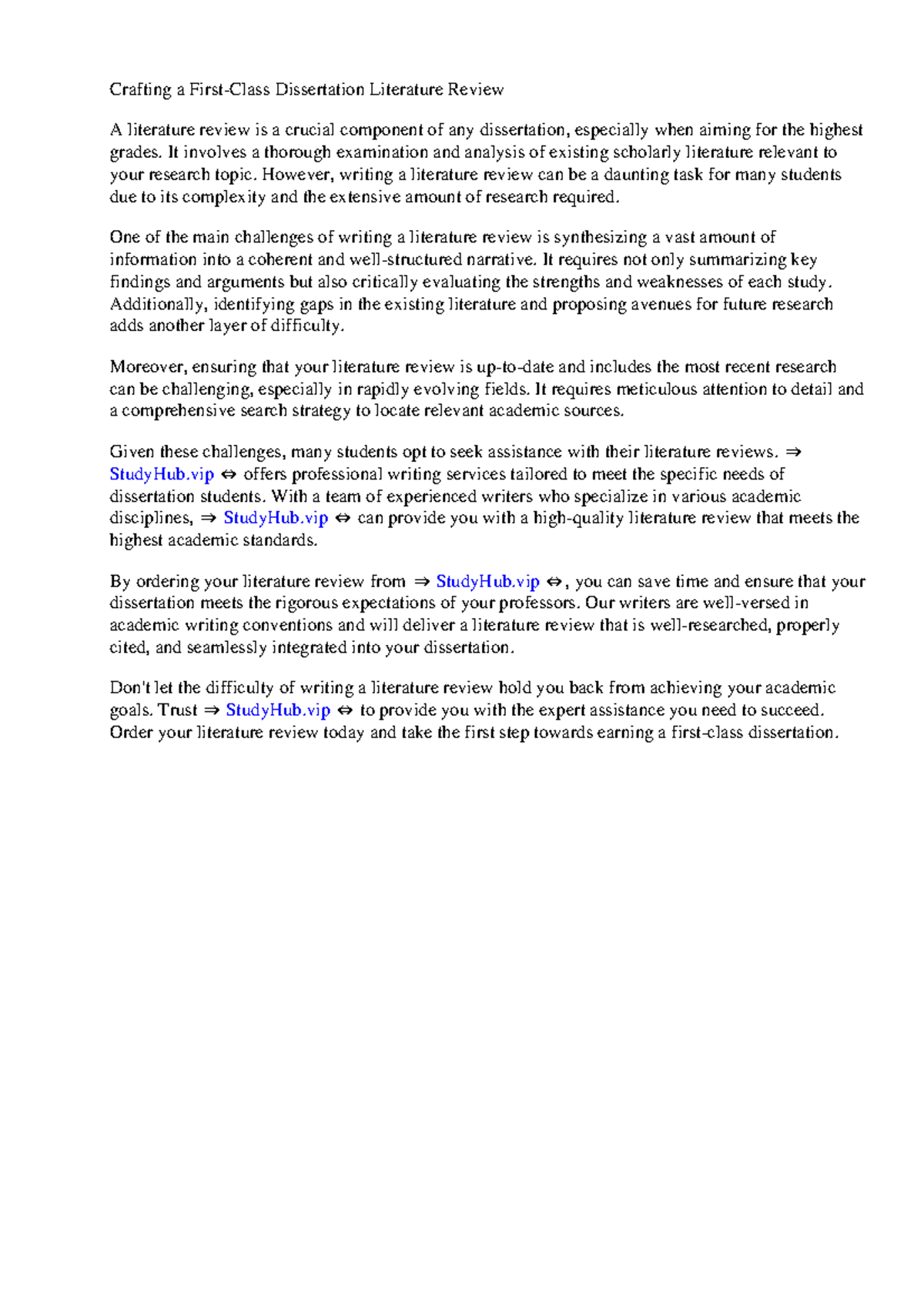 First-Class Dissertation Lit Review Guide: Tips & Strategies - Studocu