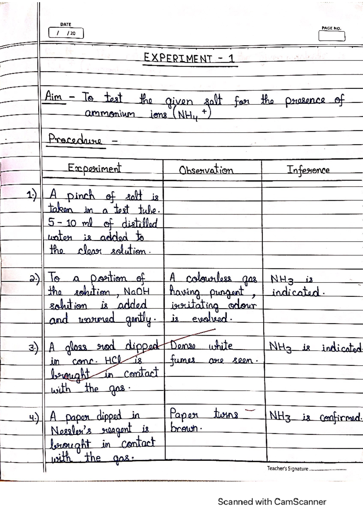 Chemistry Practicals - Class X: Salt Analysis Experiments - Studocu