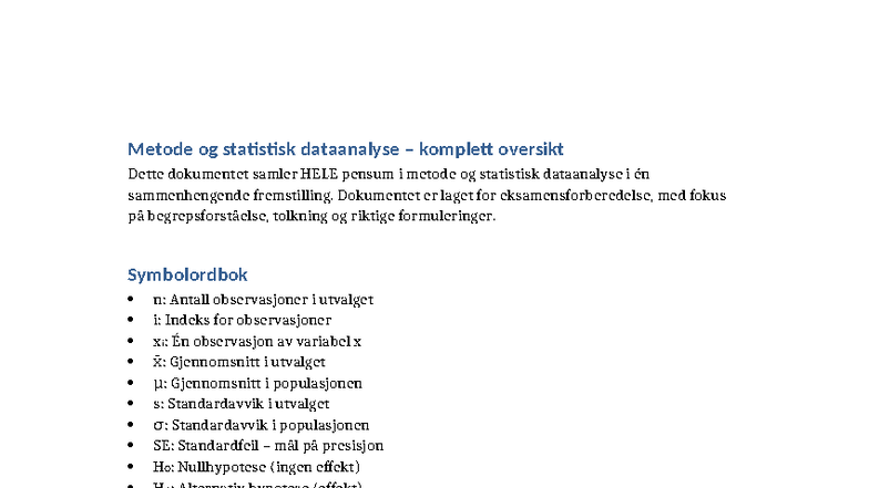 Komplett pensum for metode og statistisk dataanalyse ...