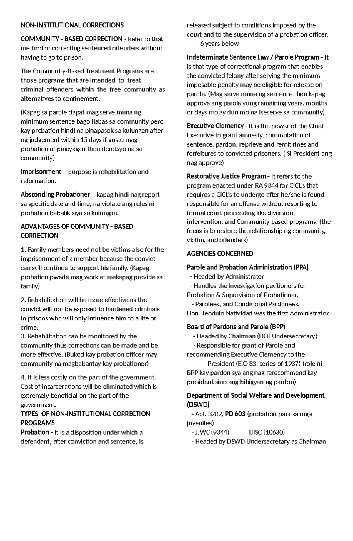 Reviewer - correctional institution - NON-INSTITUTIONAL CORRECTIONS ...