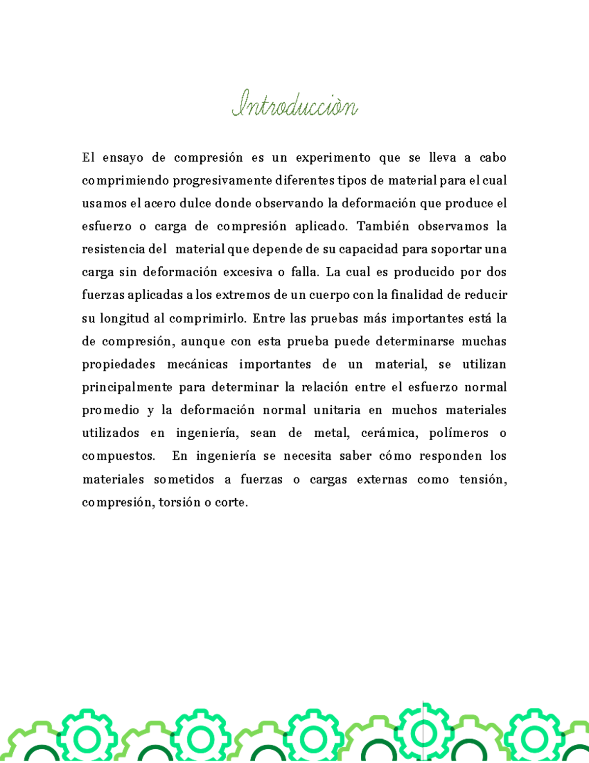 Informe de Laboratorio: Prueba de Compresión en Acero y Hierro Fundido ...