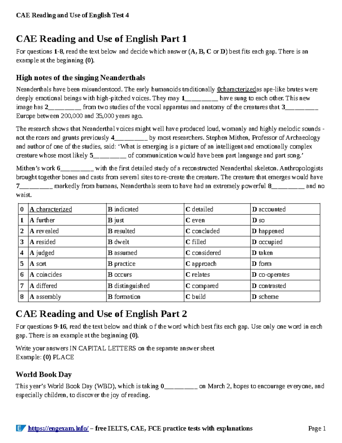 CAE Reading and Use of English Practice Test 4: Comprehensive Guide ...