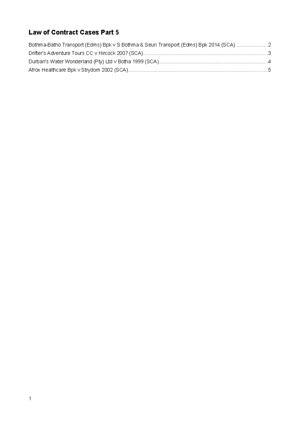 Contract Law Cases Part 5: Key Summaries and Legal Principles - Studocu
