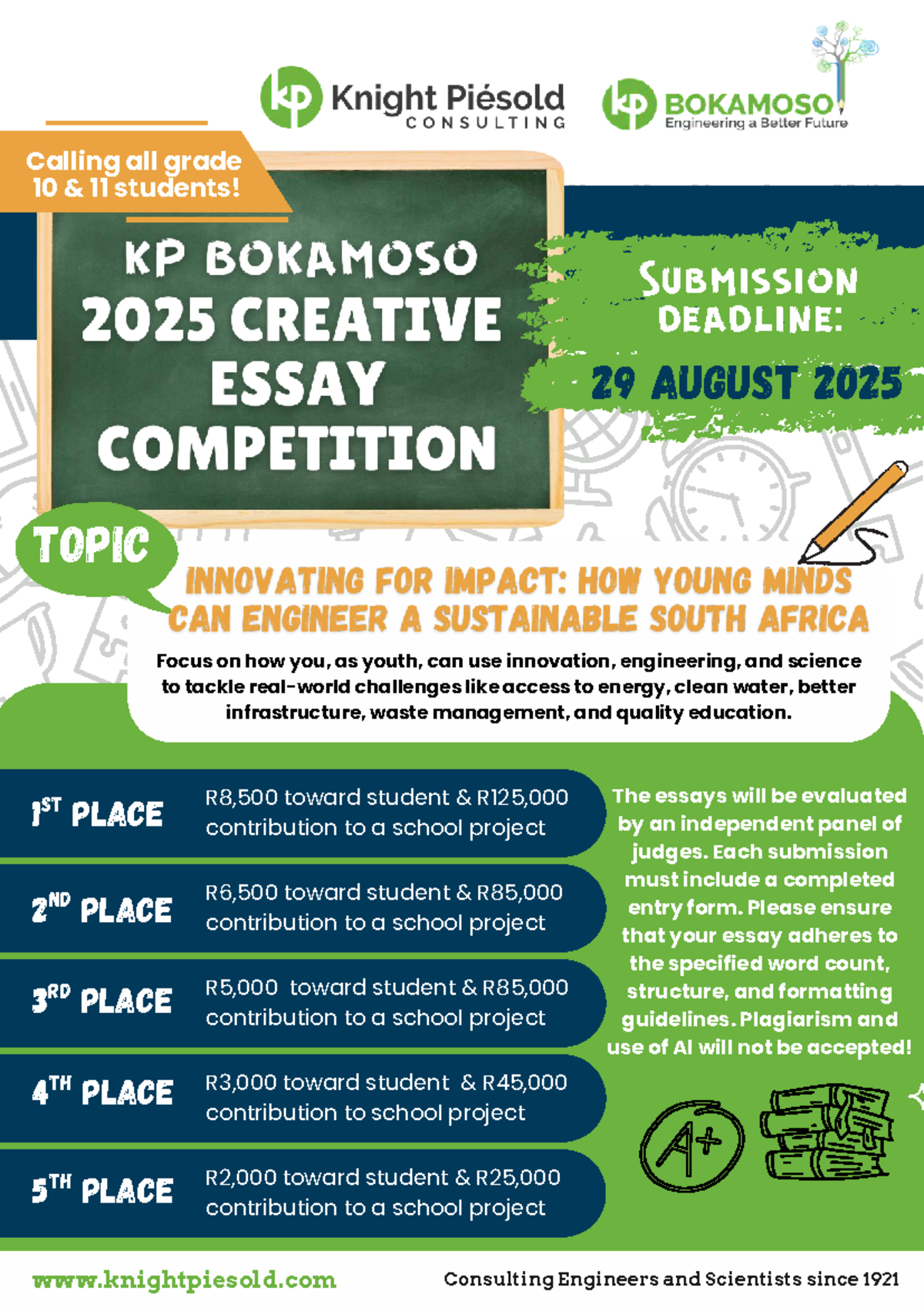 Grade 10-11 Creative Essay Competition Flyer 2025: Innovate for Change ...