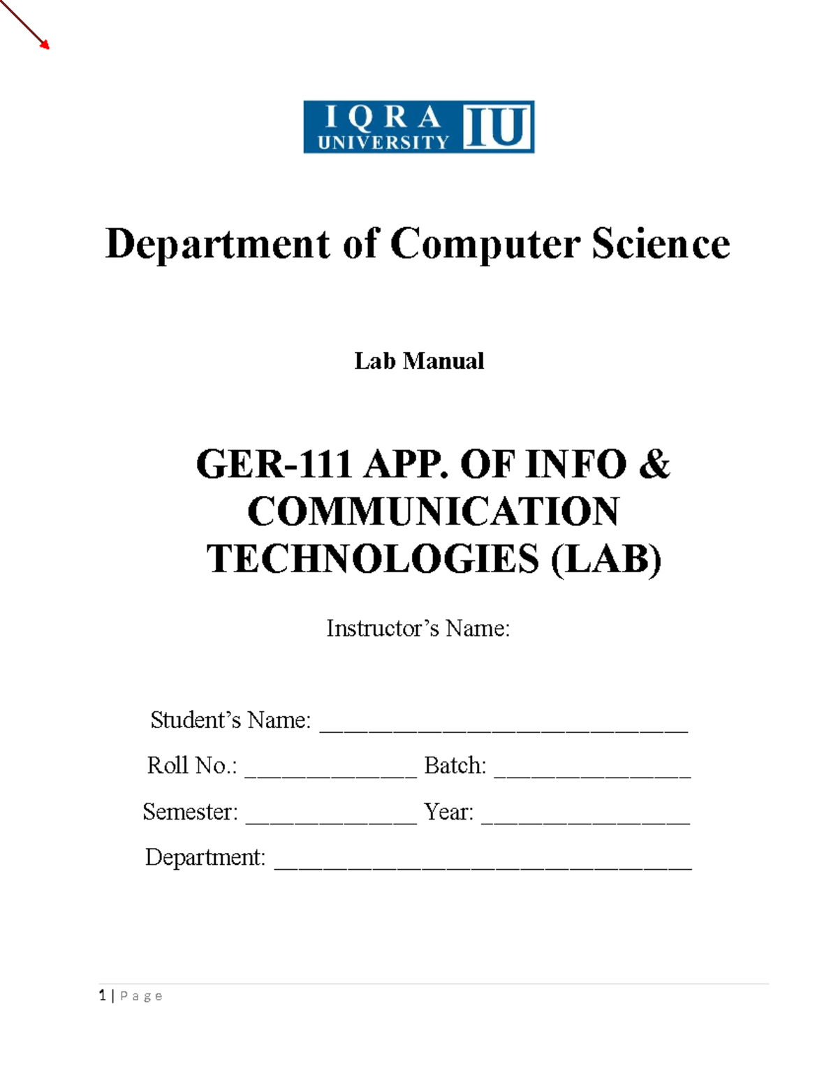 ICT Lab Manual (Course Code: APP. OF INFO COMMUNICATION TECHNOLOGIES ...