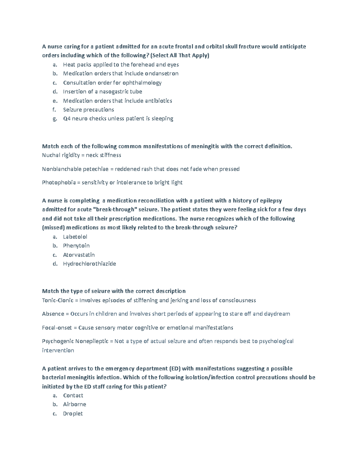 Adult Acute Practice Questions: Anticipating Orders and Assessments ...