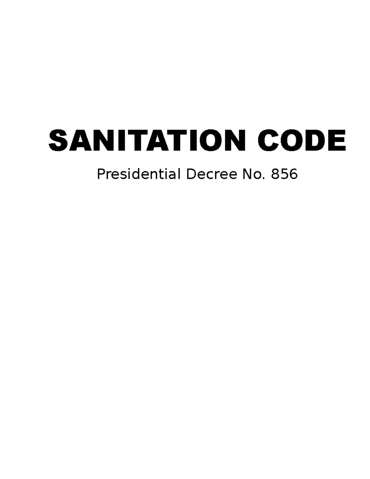 Sanitation CODE: Overview of Presidential Decree No. 856 Regulations ...