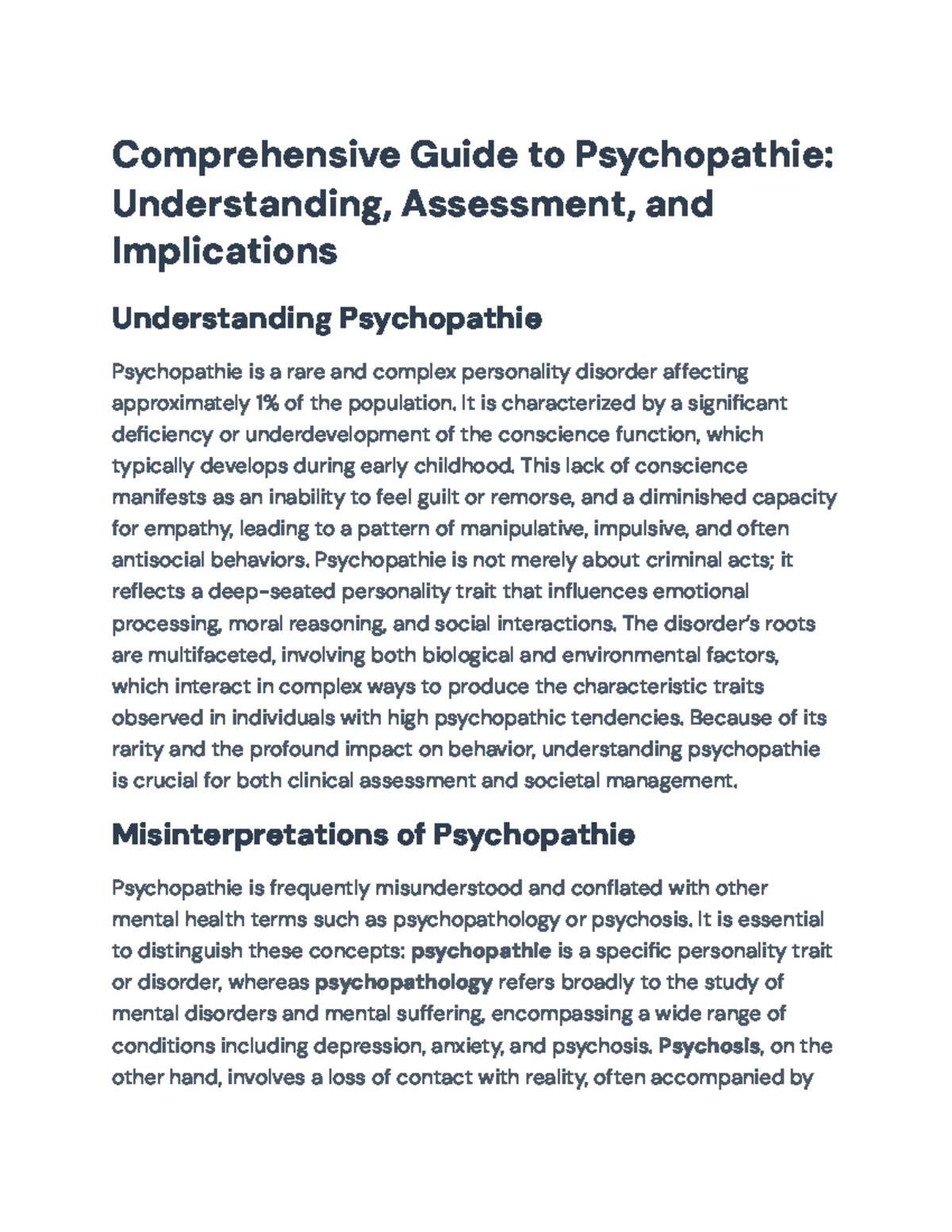 Comprehensive Guide to Psychopathie: Insights, Assessment, and ...