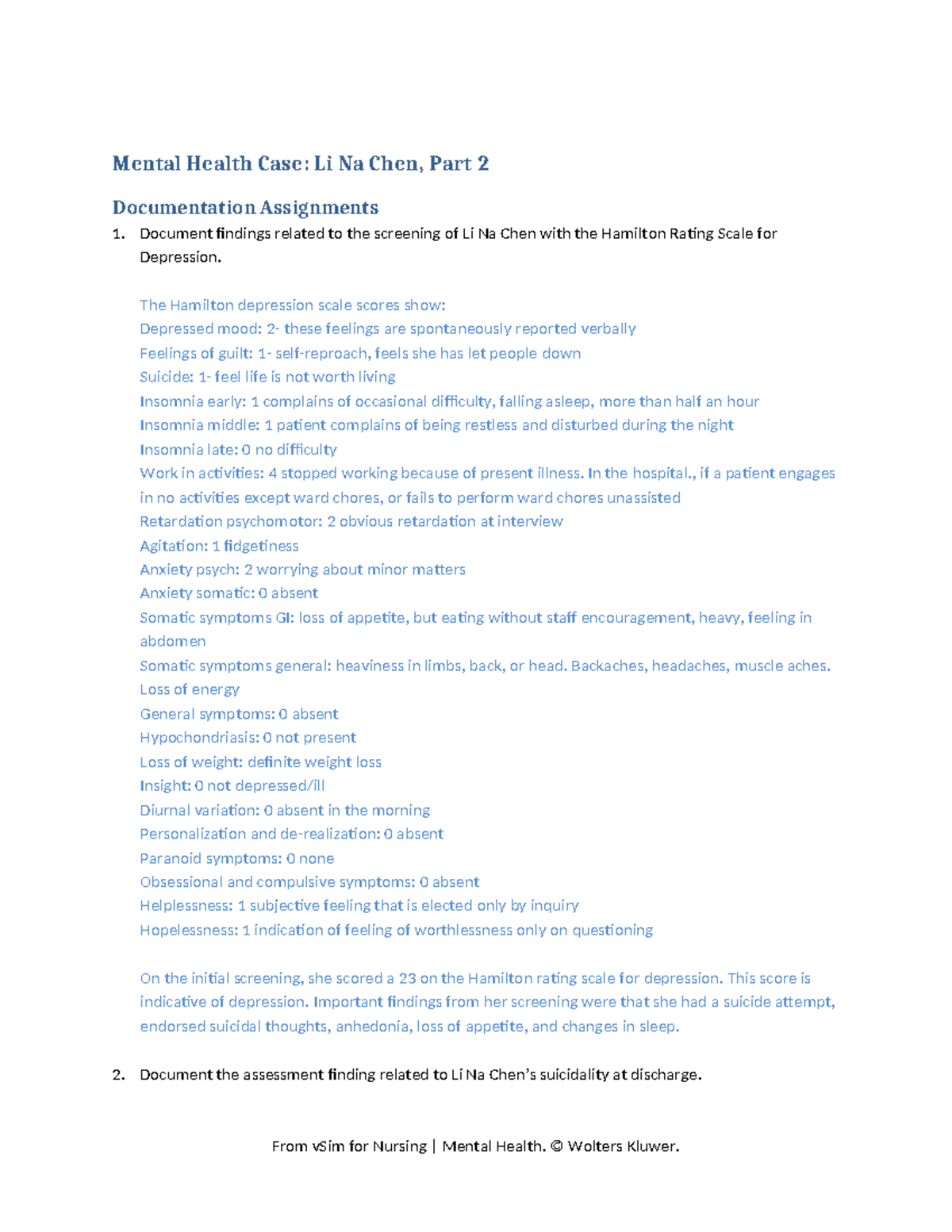 Mental Health Case Study: Li Na Chen, Part 2 - Assessment & Findings ...
