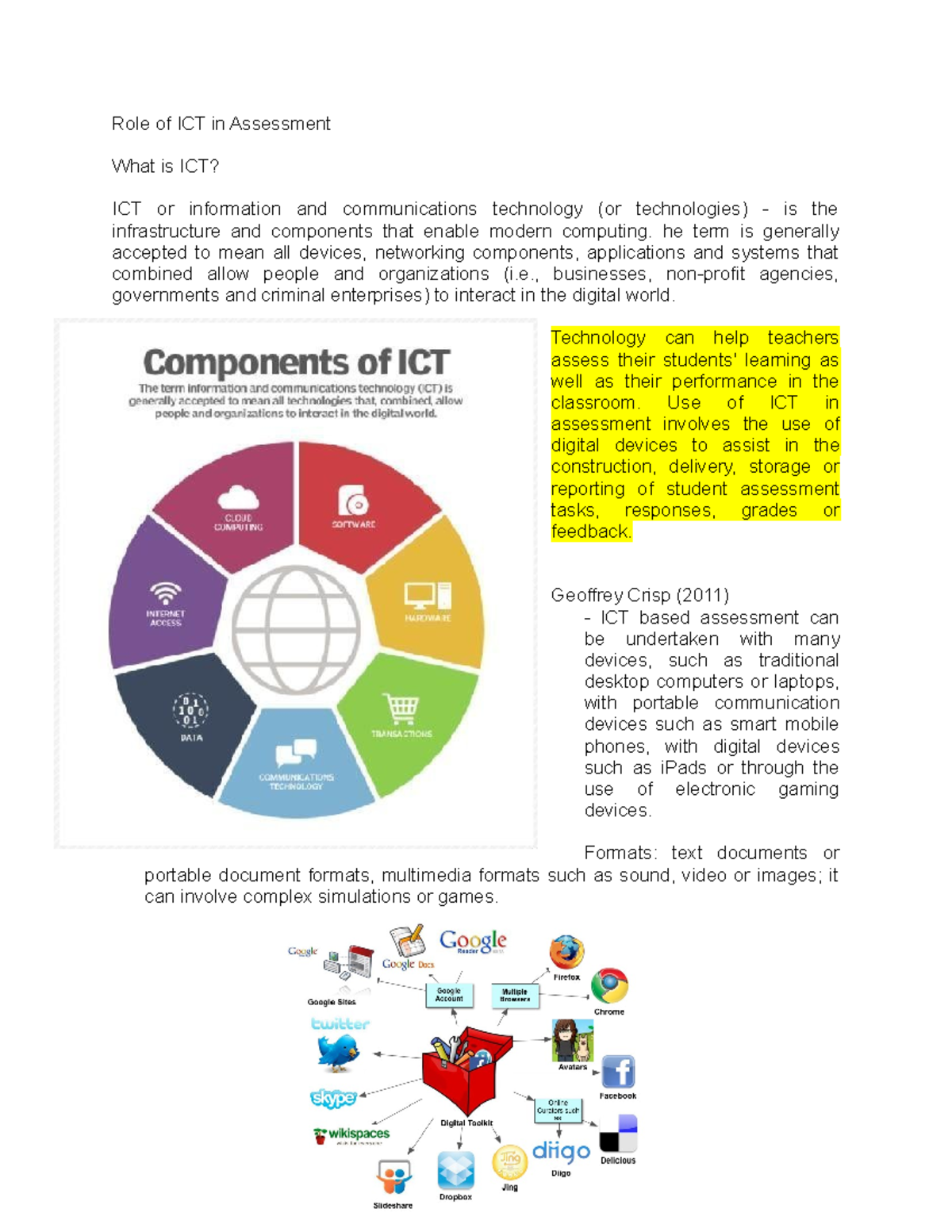 The Role of ICT in Student Assessment: Methods & Tools - Studocu