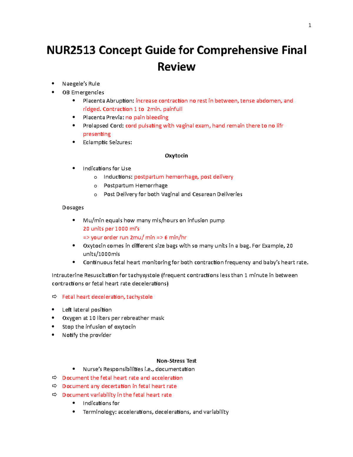 NUR2513 Comprehensive Final Exam Review: Concept Guide & Key Topics - Studocu