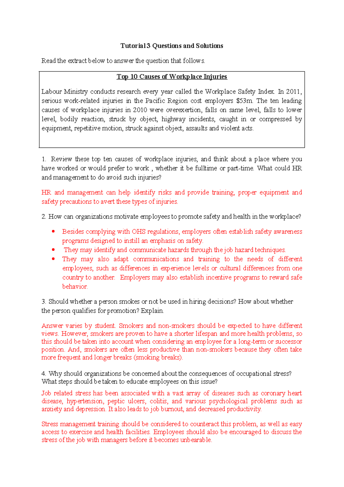 Tutorial 3 solutions - Tutorial 3 Questions and Solutions Read the ...
