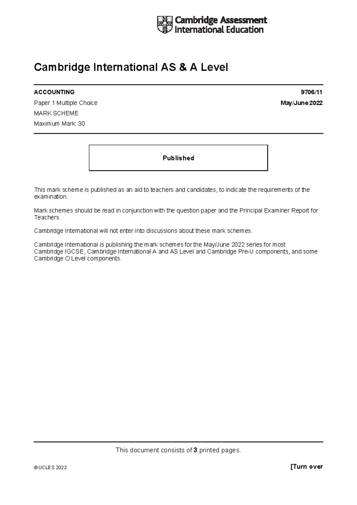 566474 june 2022 mark scheme paper 11 - This document consists of 3 ...