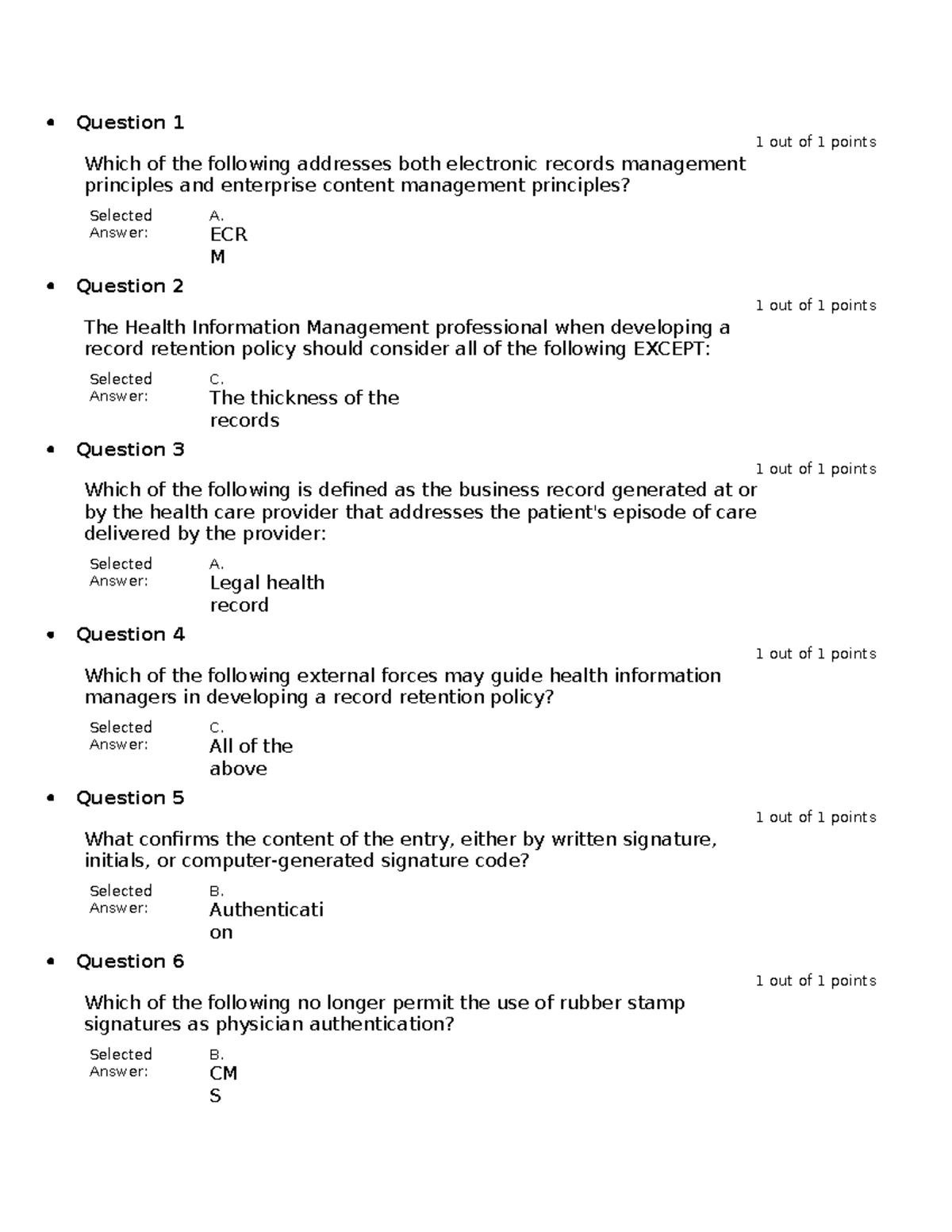 HIM2410 Rasmussen Module 3 Law & Ethics: Legal Health Record Quiz - Studocu