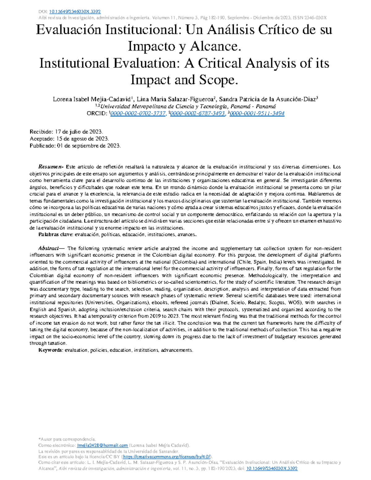 Evaluación Institucional: Análisis Crítico de su Impacto y Alcance ...