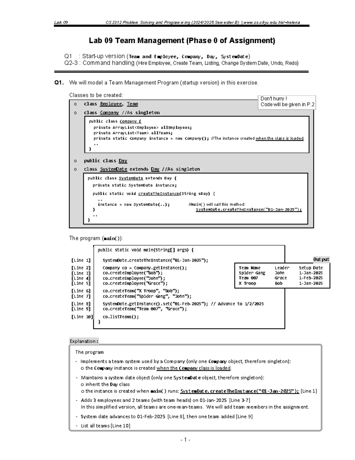 Lab 09 CS2312 Problem Solving & Programming: Team Management Overview - Studocu