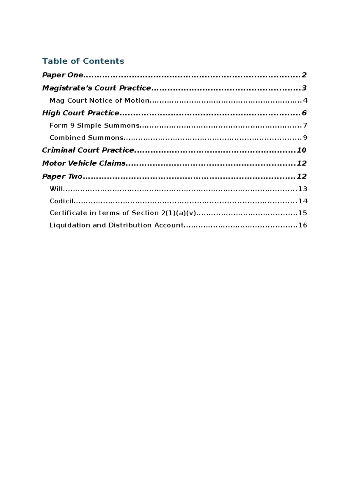 Mag Court Practice & Drafting Templates: Notice of Motion & Summons ...