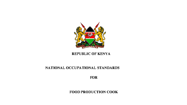 National Occupational Standards for Food Production Cook Level 4 (ISCED ...
