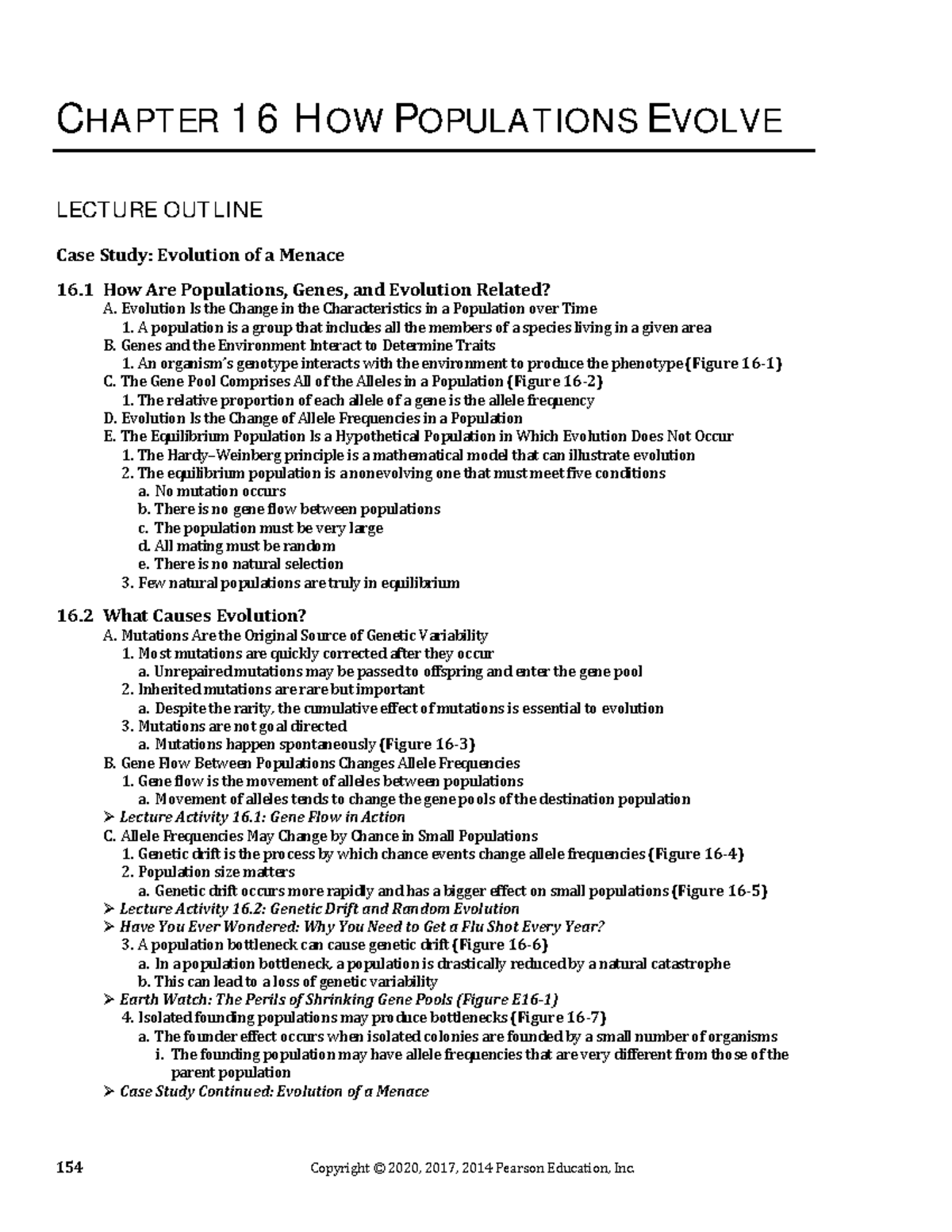 CH16: How Populations Evolve - Lecture Outline & Key Concepts - Studocu
