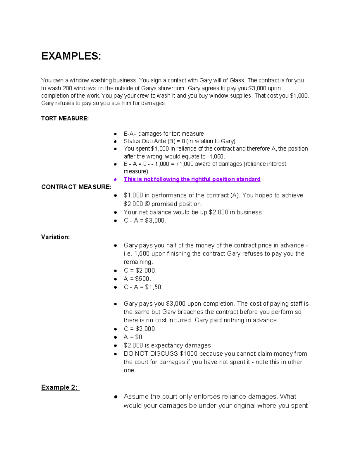 Examples of Damage Calculations in Contract Breach Cases - Studocu