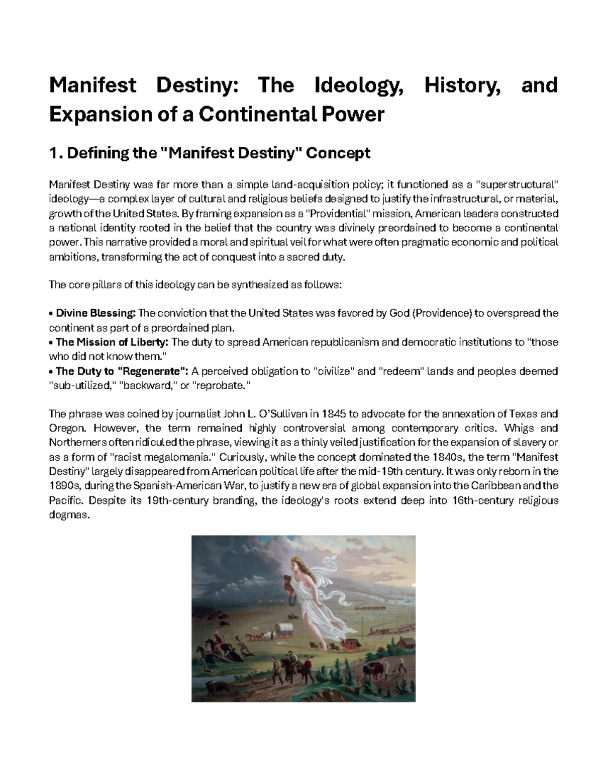 USA History I: Manifest Destiny - Ideology, Expansion, and Impact - Studocu