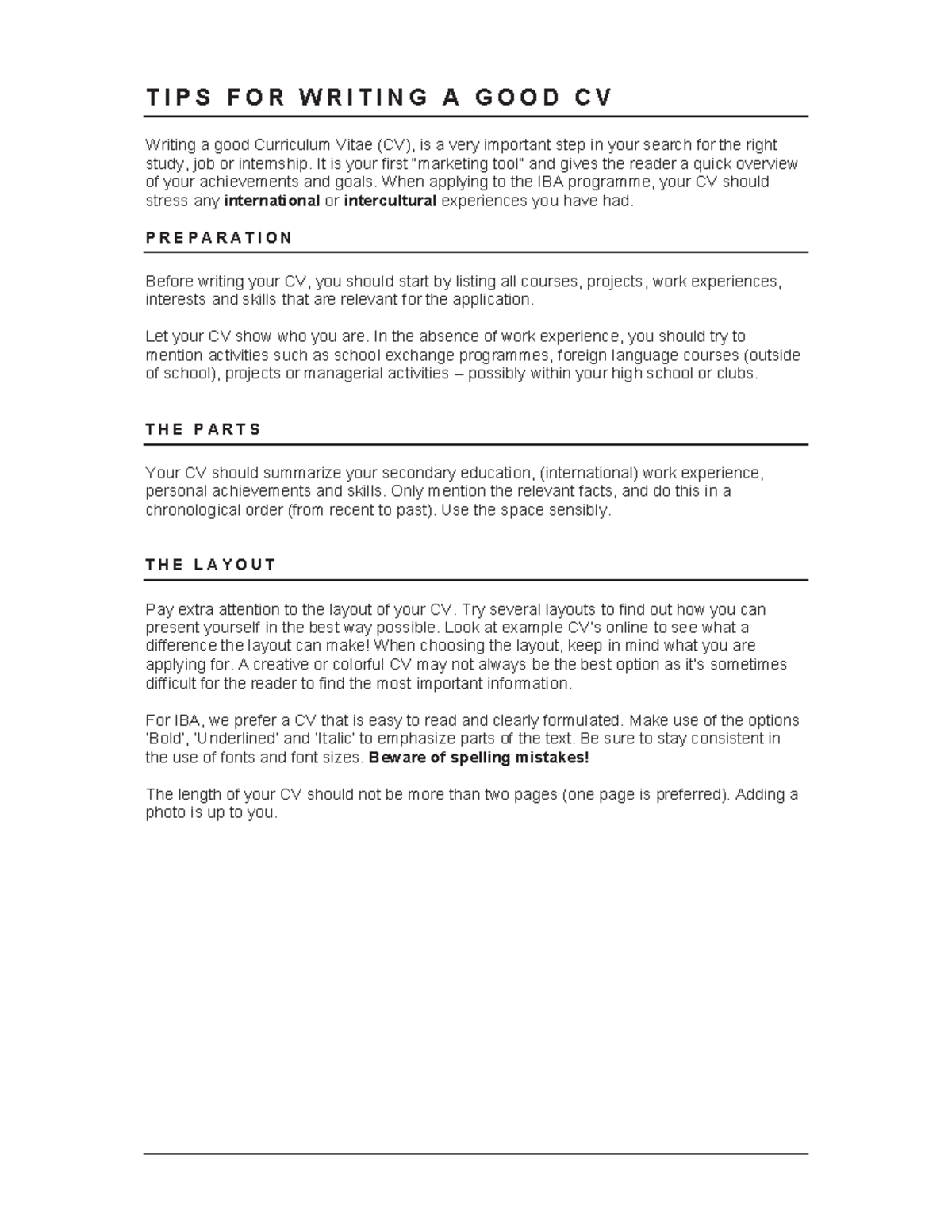 Effective CV Writing Tips for IBA Applications - Studeersnel