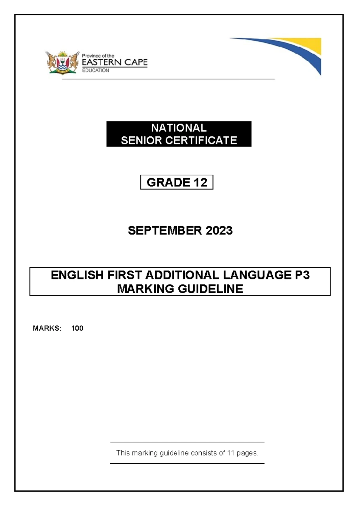 English FAL P3 GR12 QP SEPT2023: Question Paper Overview - Studocu
