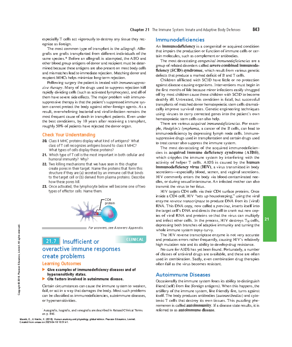 Chapter 21: The Immune System - Innate & Adaptive Defenses (M21 ...