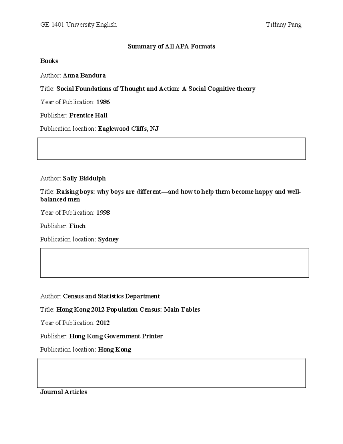 APA Format Reference List Exercise: Comprehensive Summary Guide - Studocu