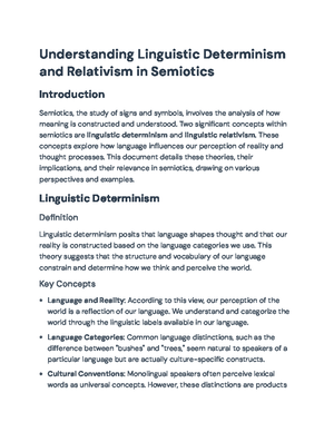 The Sapir-Whorf Hypothesis: Linguistic Determinism and Relativism ...