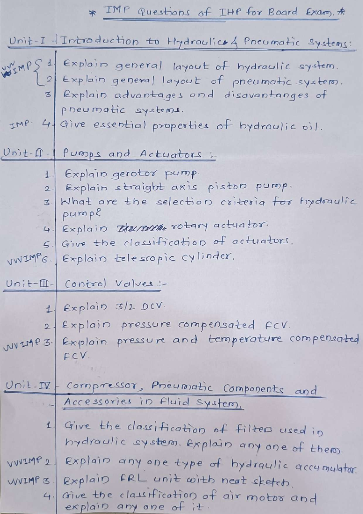 IHP Important Questions for Board Theory Exam on Pneumatic Systems ...