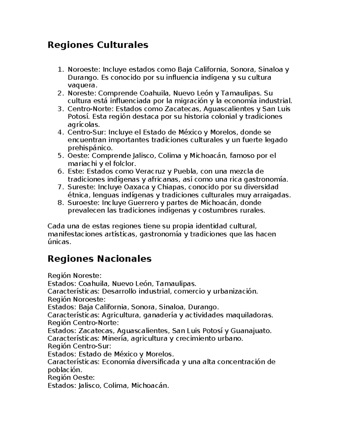 Evidencia 2 - Apuntes de Clase sobre Regiones Culturales de México ...