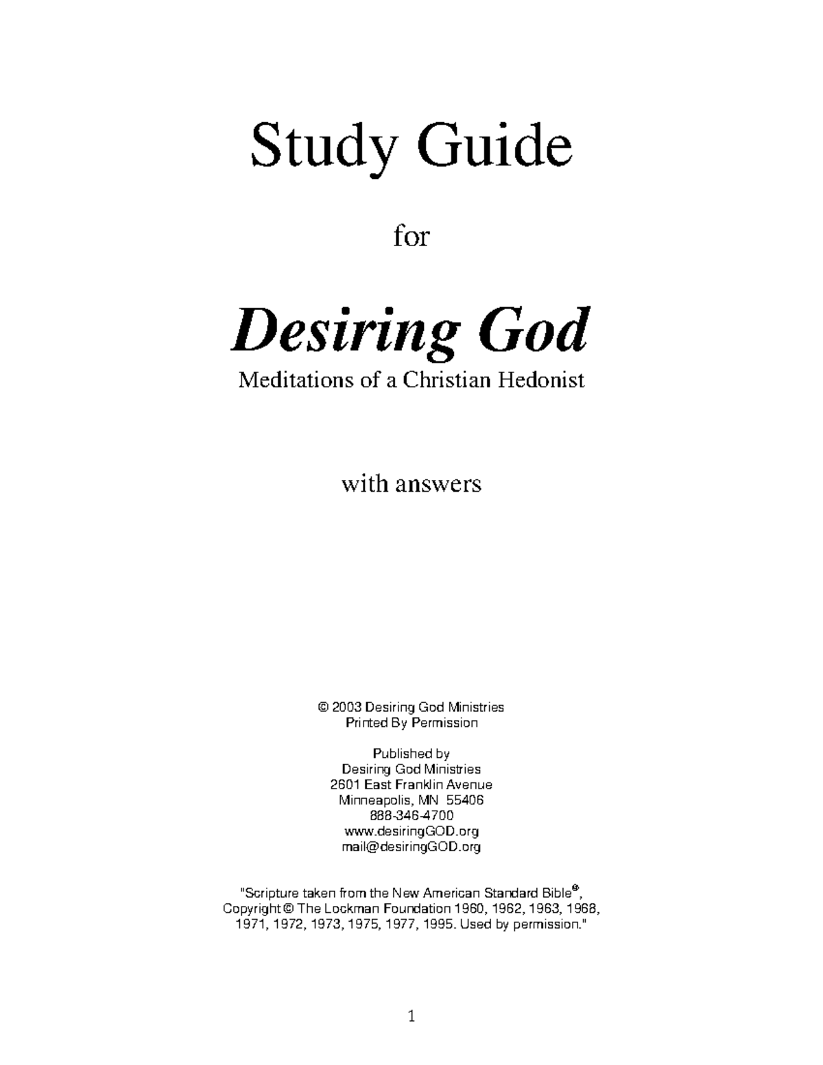 Desiring God Study Guide: Meditations on Christian Hedonism - Studocu