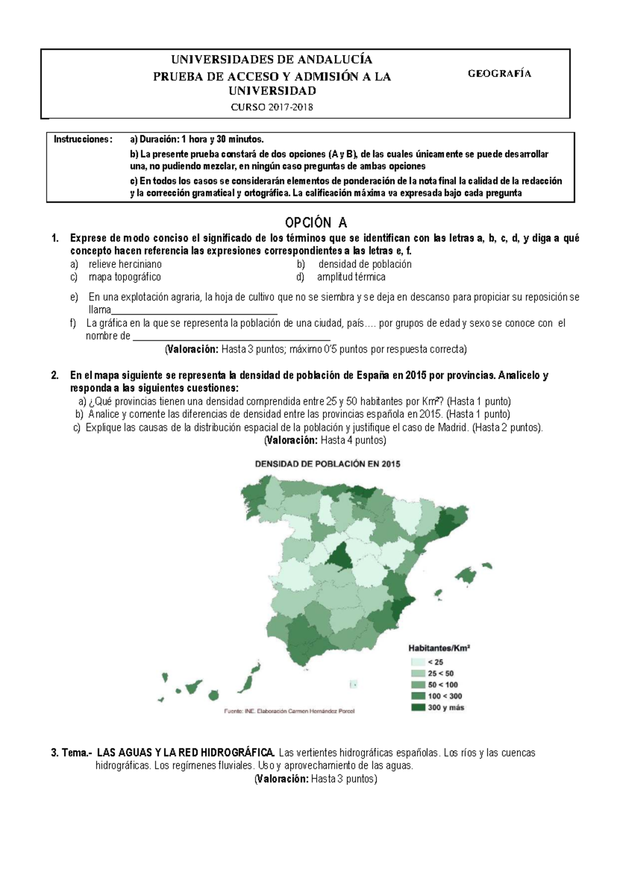 Examen 5 Geografía - Prueba de Acceso a Universidades de Andalucía ...