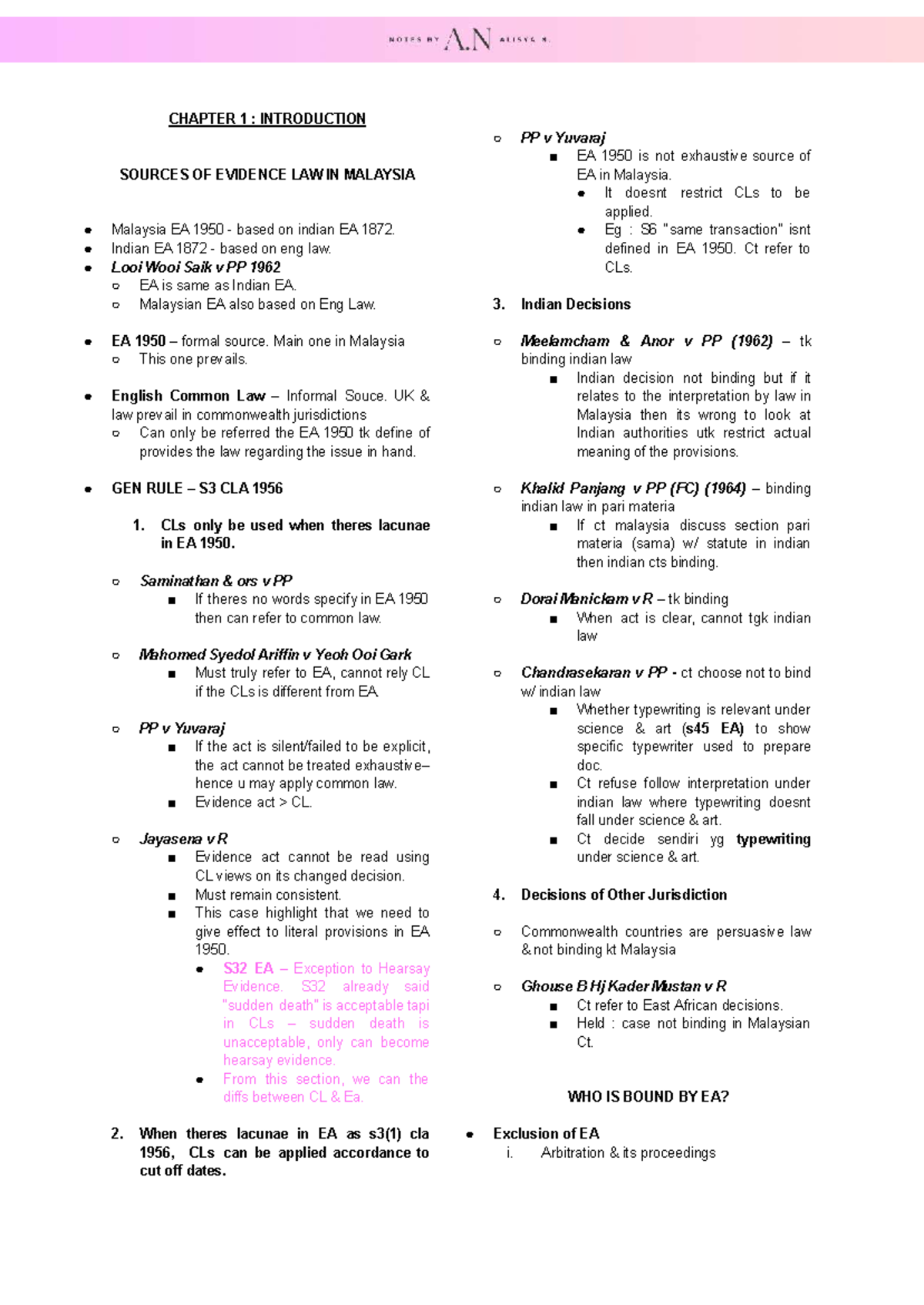 LAW529 CHAPTER 1: INTRODUCTION TO EVIDENCE ACT 1950 IN MALAYSIA - Studocu