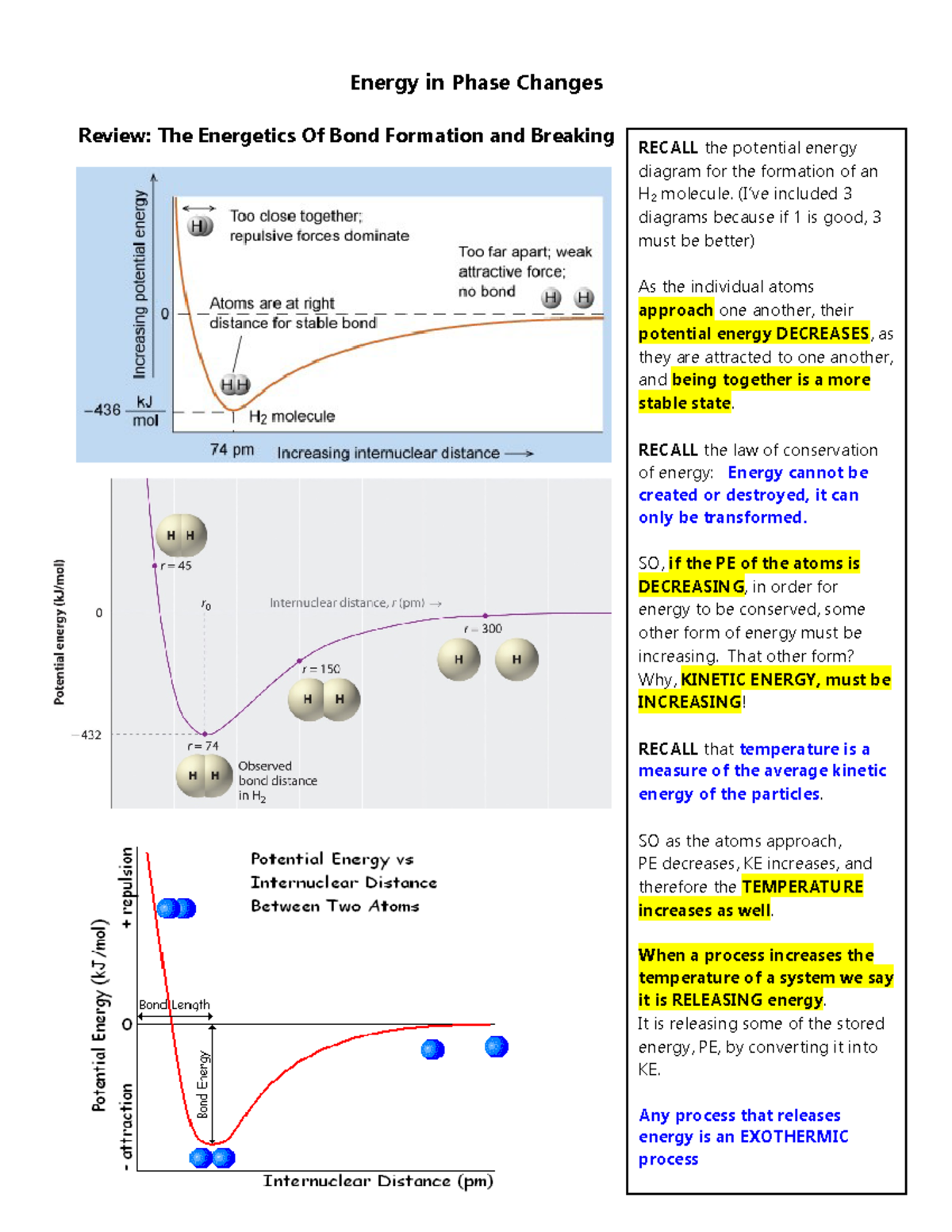 2021 Energy in Phase Changes - Energy in Phase Changes Review: The ...
