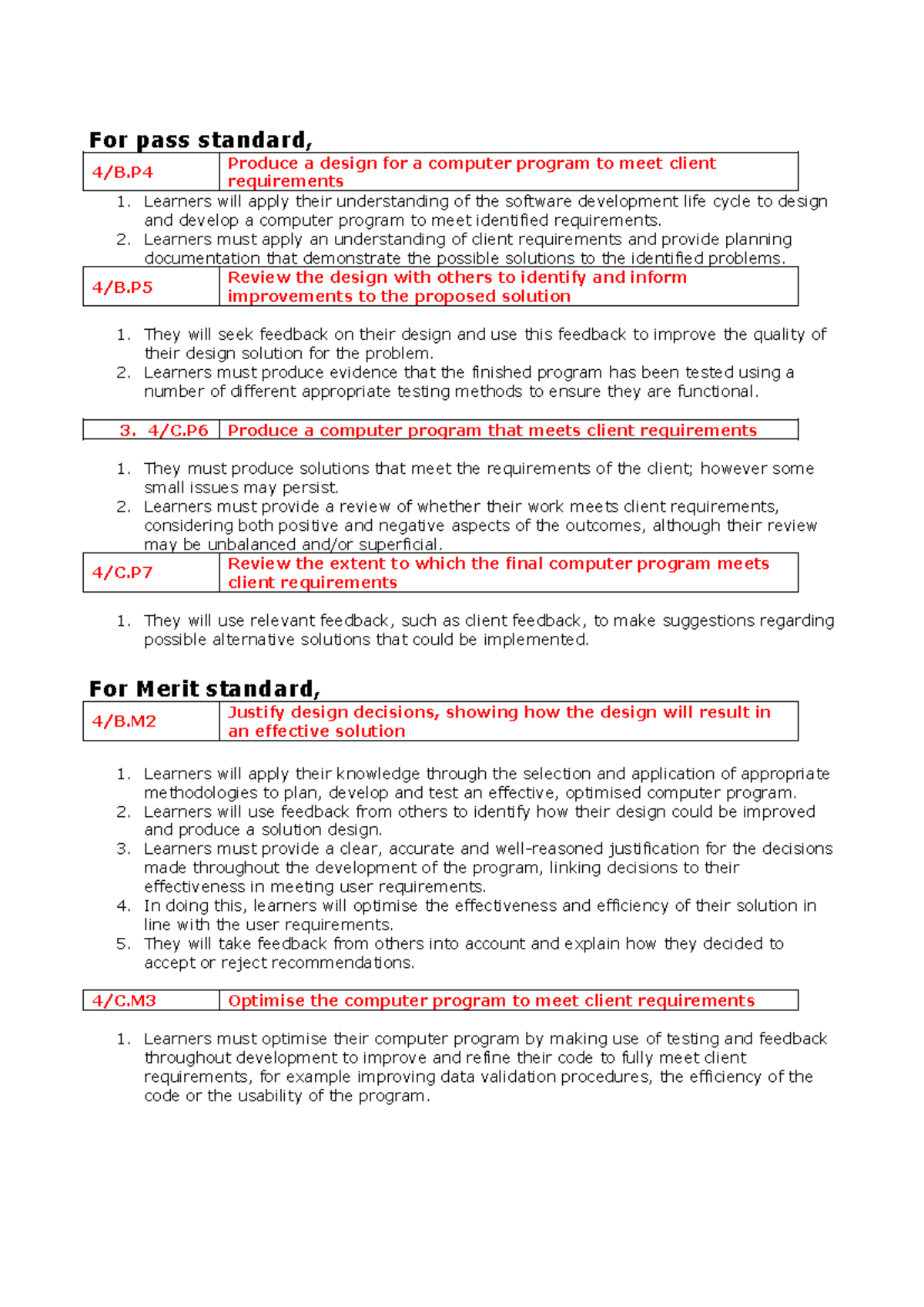 Assessment Criteria for AIM BC in Computer Program Design - Studocu