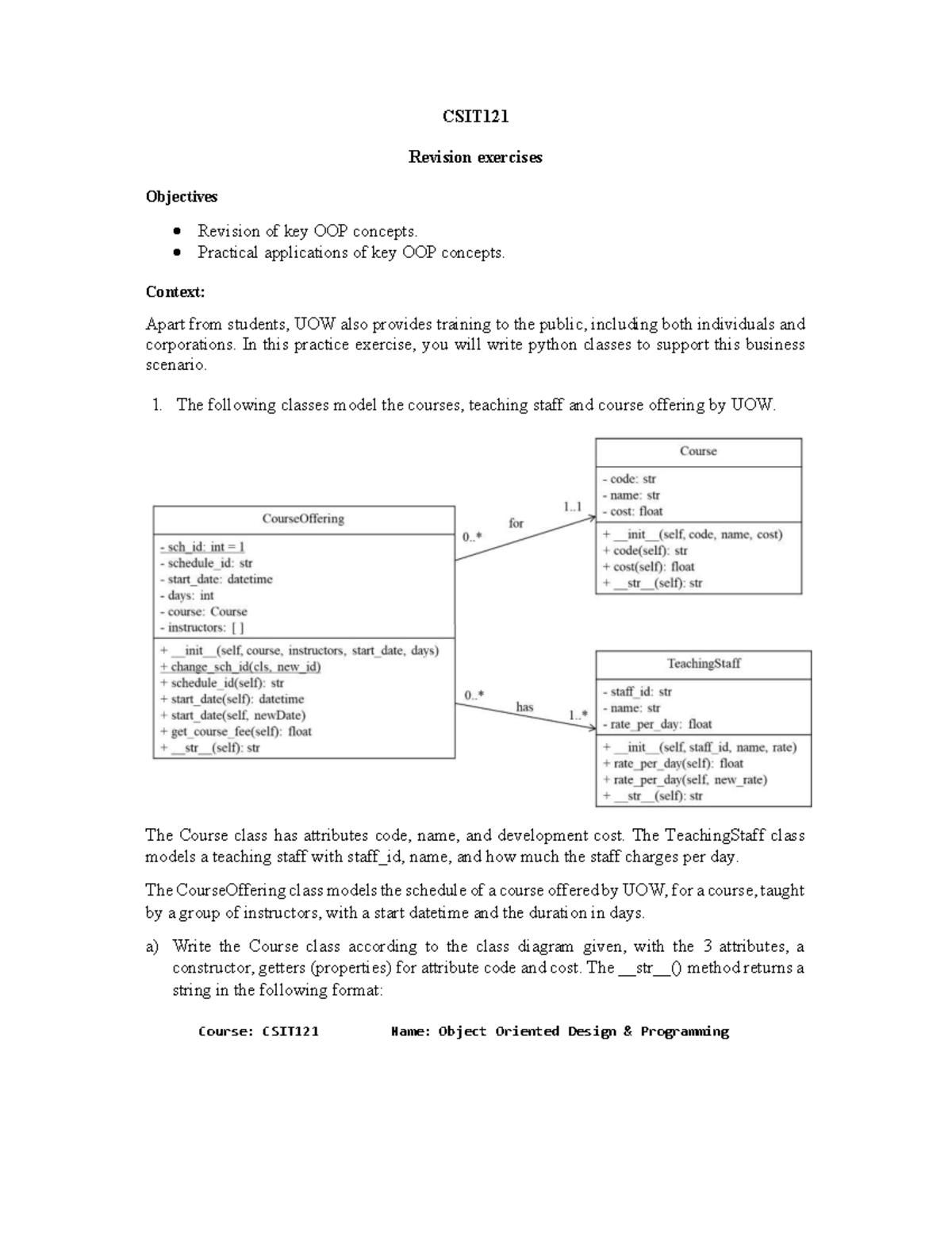 CSIT121 Final Exam Revision: Key OOP Concepts & Practical Applications ...