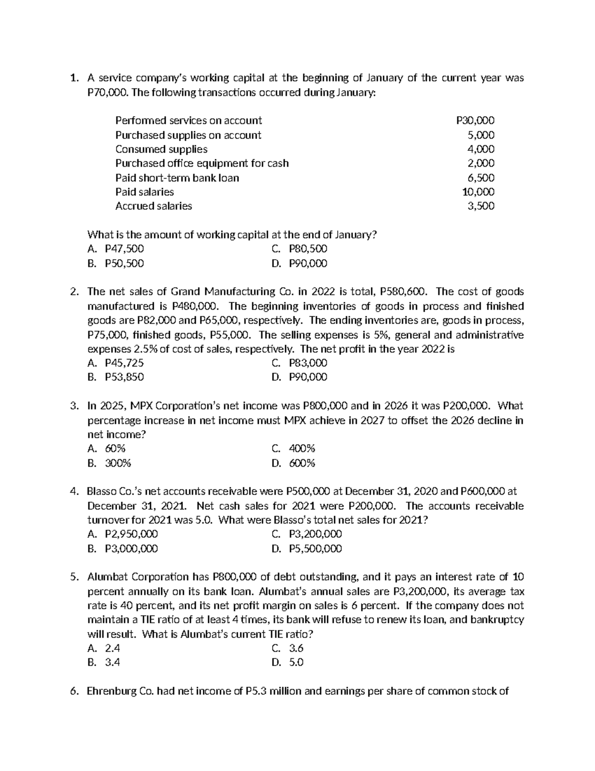 FS-Analysis - Practice Test Questions for Financial Concepts - Studocu