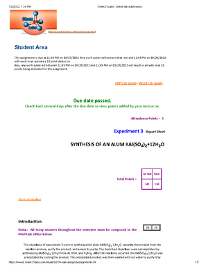 Experiment 3 Pre-Lab Quiz (MC) - 12/20/22, 1:32 PM Chem21Labs - online ...