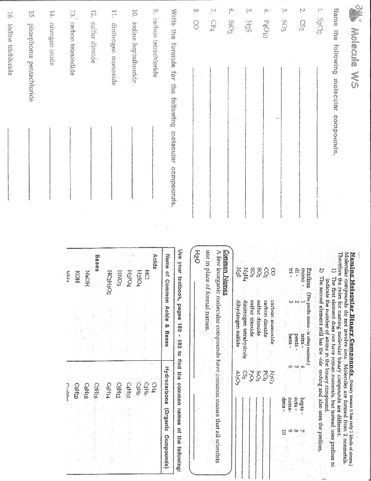 Ch 04 Molecular Compounds: Naming and Formulas of Binary Compounds ...