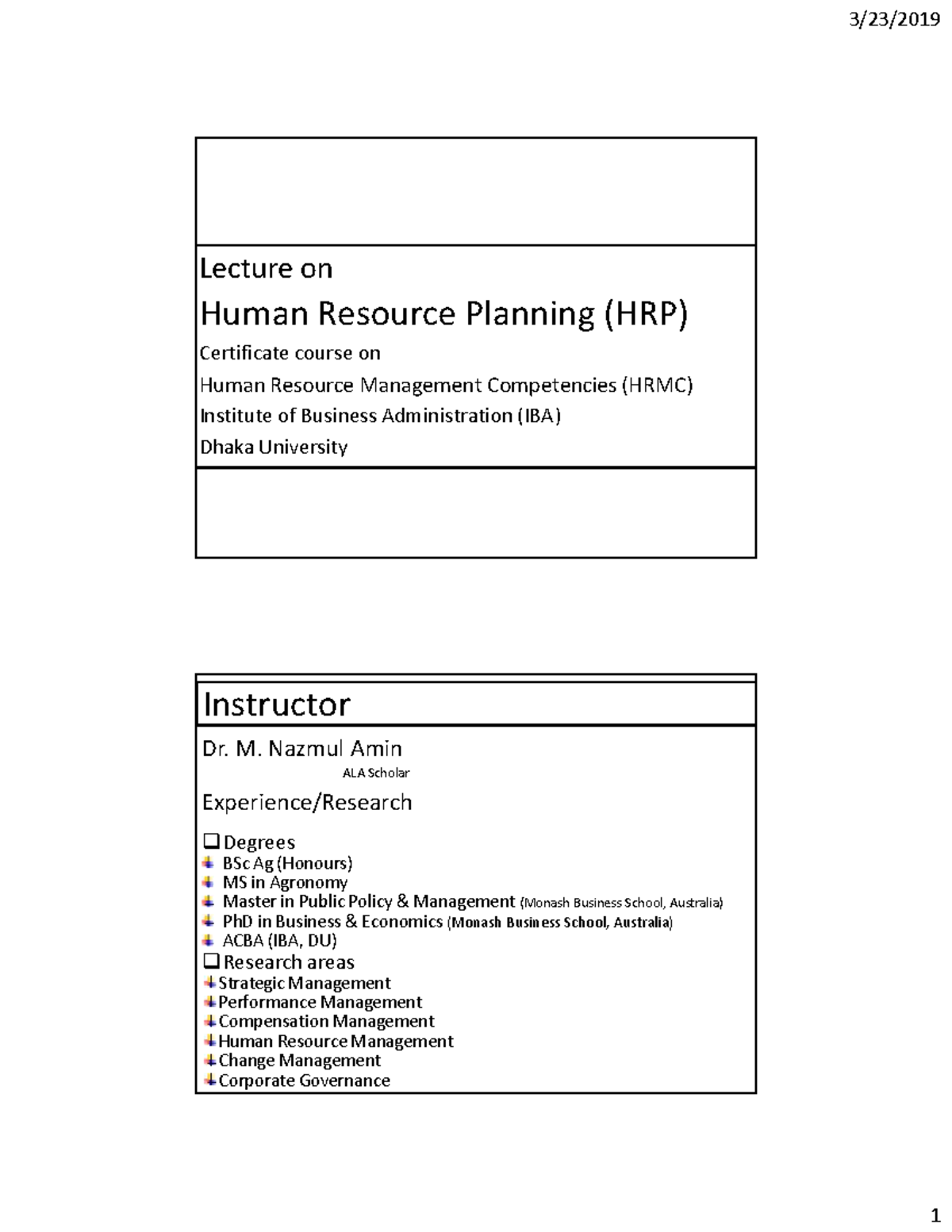 HR Planning - Lecture Slide - Lecture on Human Resource Planning (HRP ...
