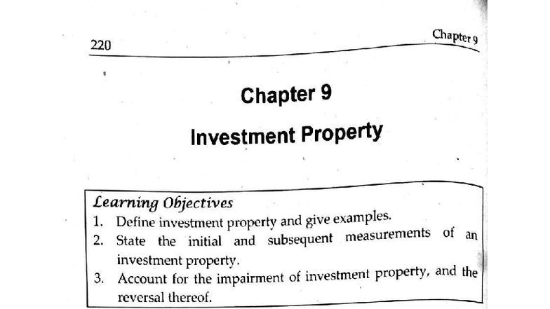 Chapter 9: Investment Property Overview and Key Concepts (GOVACCO ...