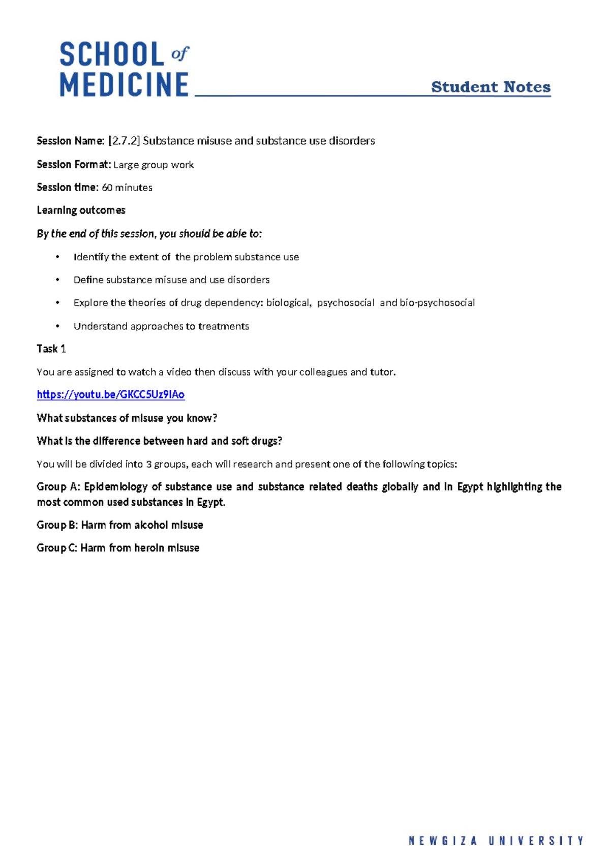 [2.7.2] Substance Misuse & Disorders: Student Notes on Addiction - Studocu