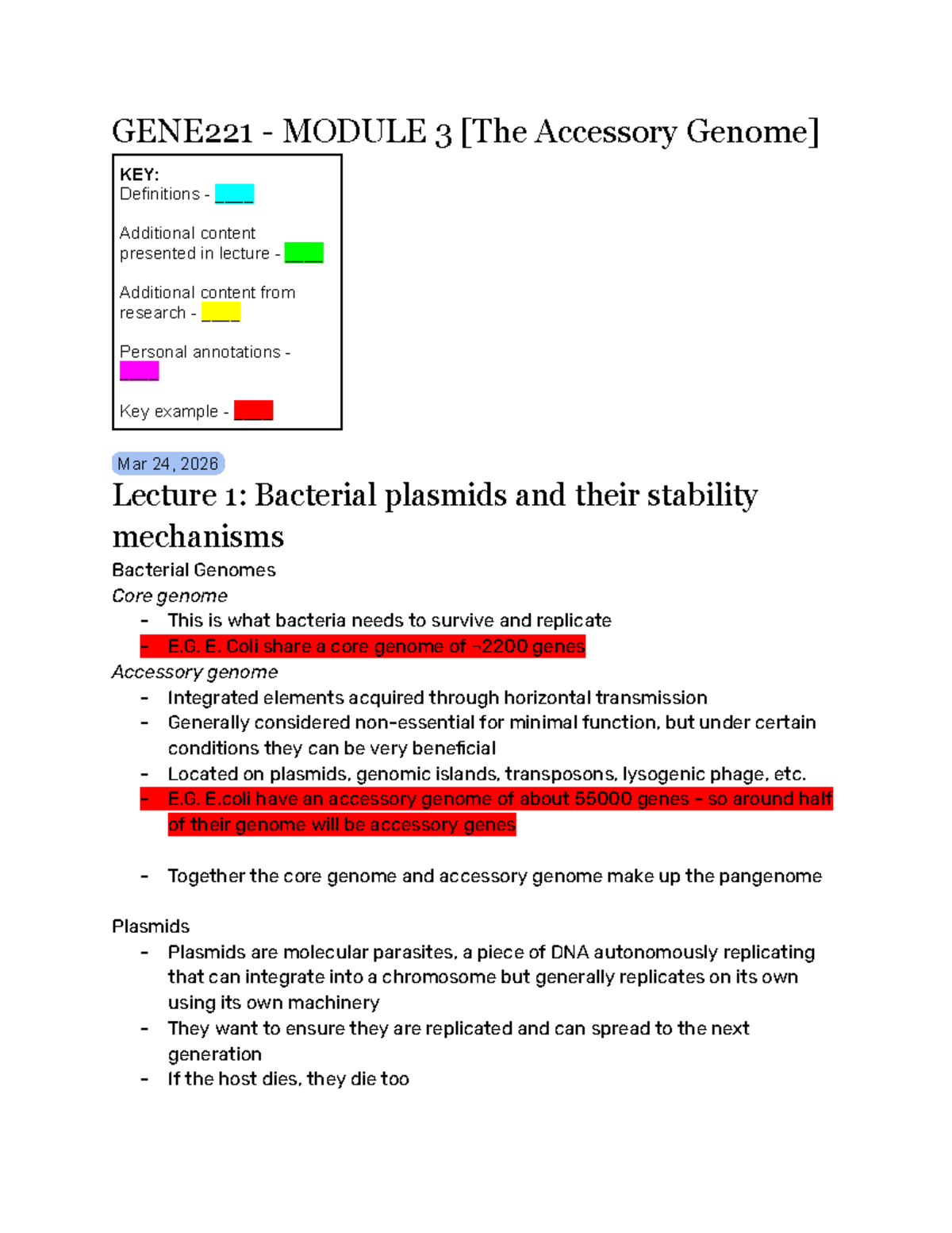 GENE221 - Module 3 Lecture Notes: The Accessory Genome - Studocu