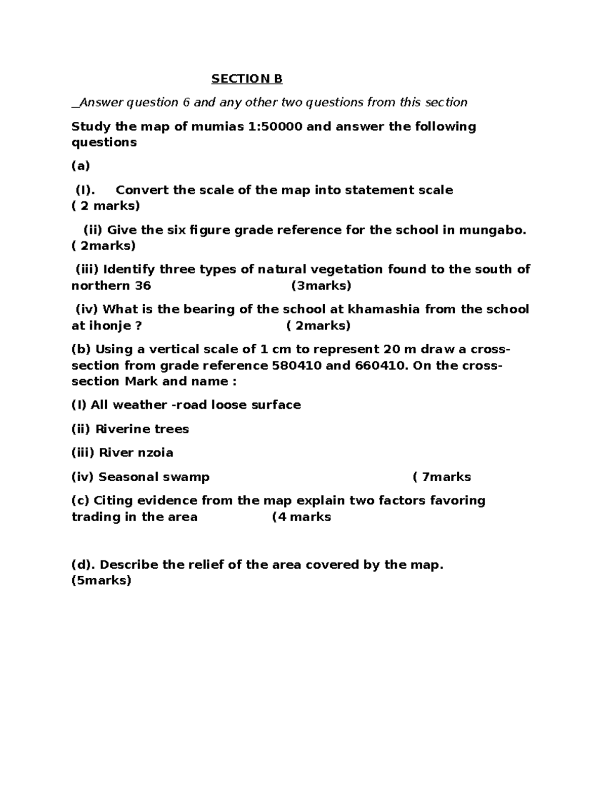 Geography 101: Map Work Questions & Answers (Section B) - Studocu