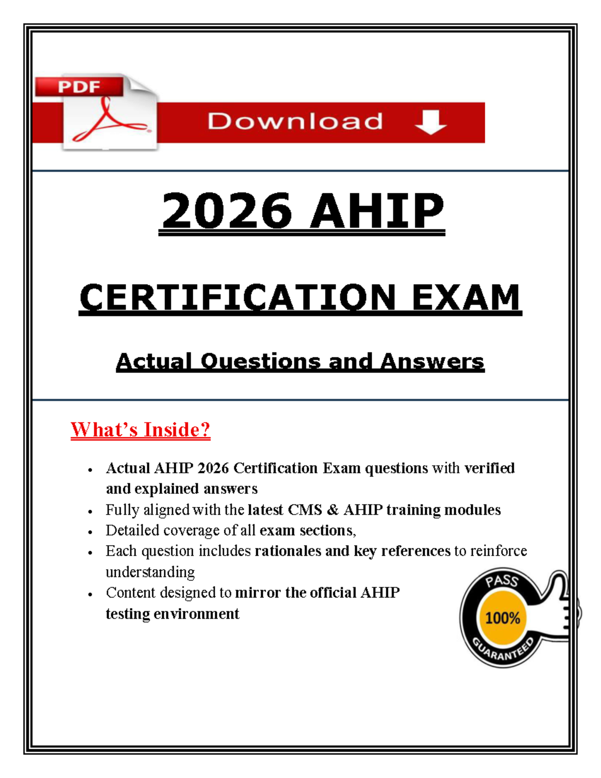 2026 AHIP Certification Exam: Key Questions & Answers Explained - Studocu