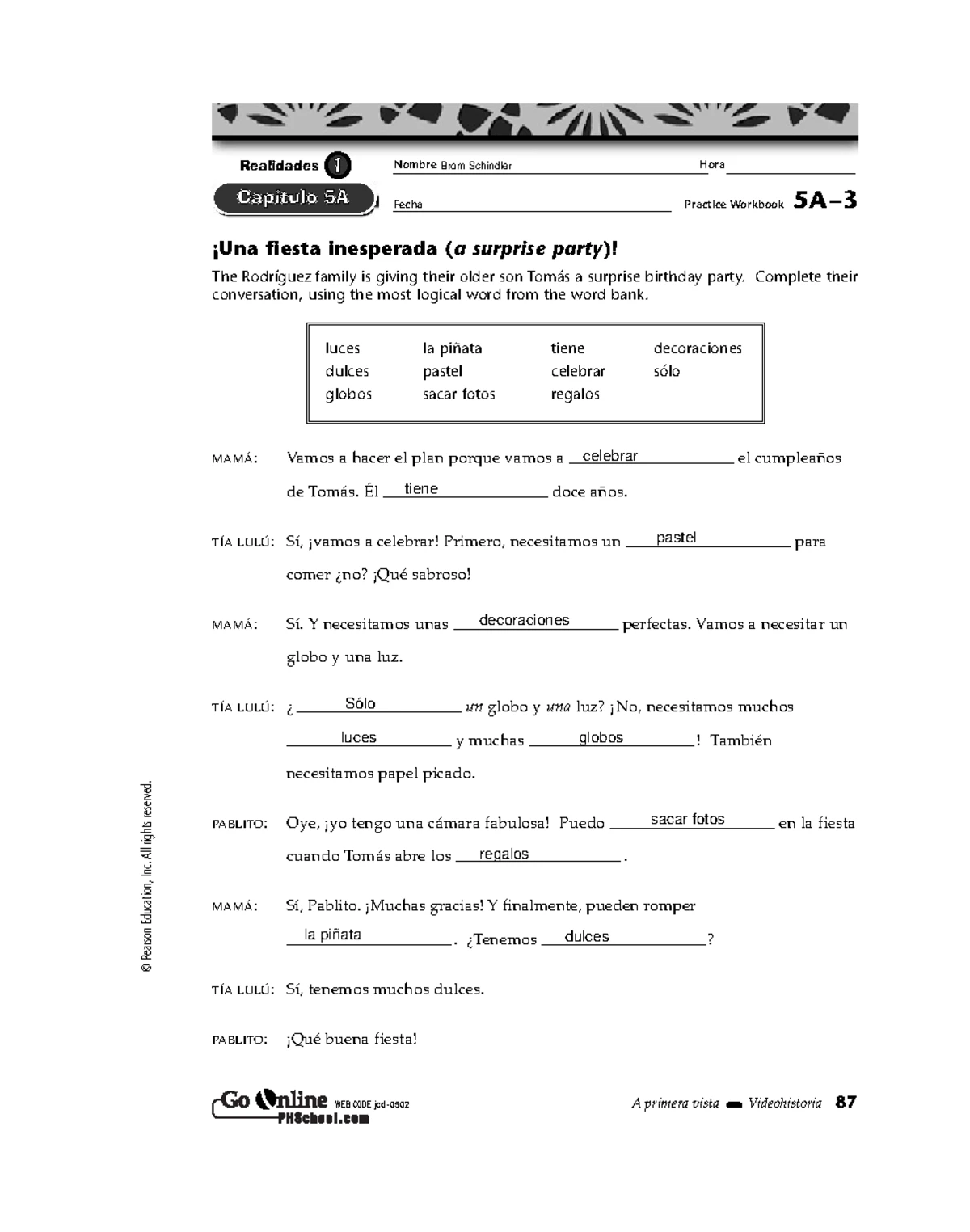Realidades 2 - Cap 5B Guided Grammar Practice Activities - Studocu