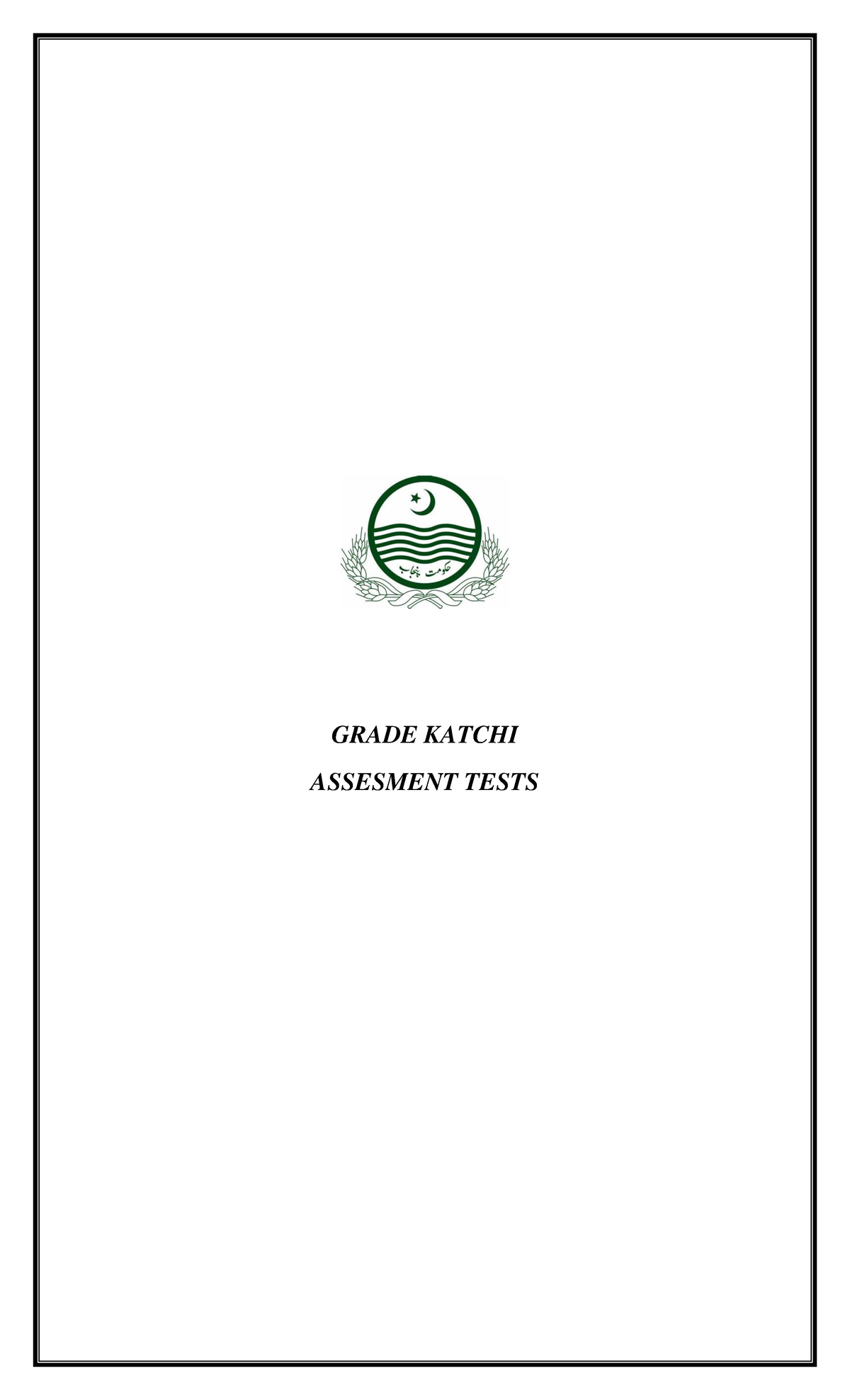 KATCHI Grade Assessment Tests and Papers for Nursery - Studocu
