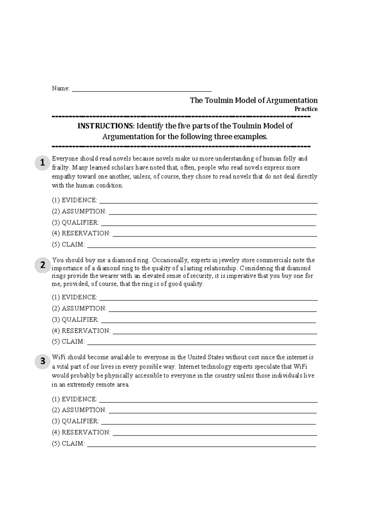 Toulmin Model of Argumentation Practice - 2024 Lesson Notes - Studocu